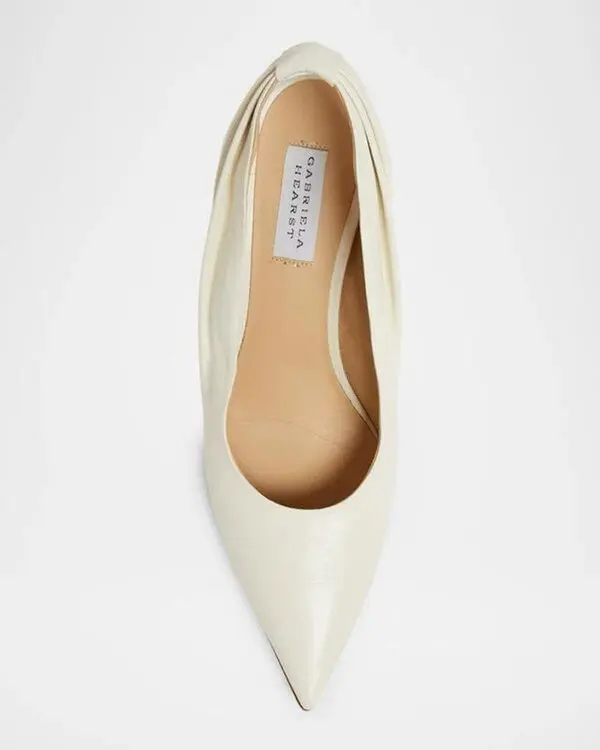 Gabriela Hearst 90mm Amari Leather Slingback Pumps - Ivory