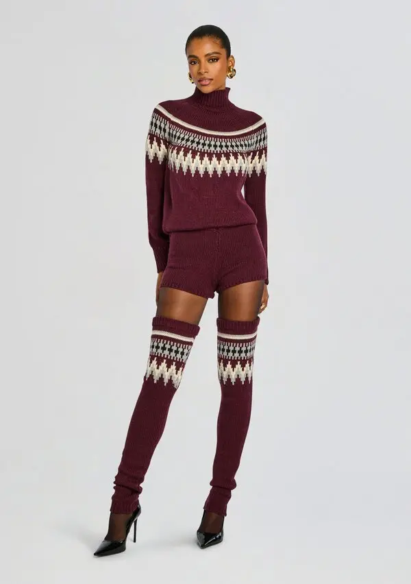 SEROYA Rocky Knit Romper - Merlot Fairisle