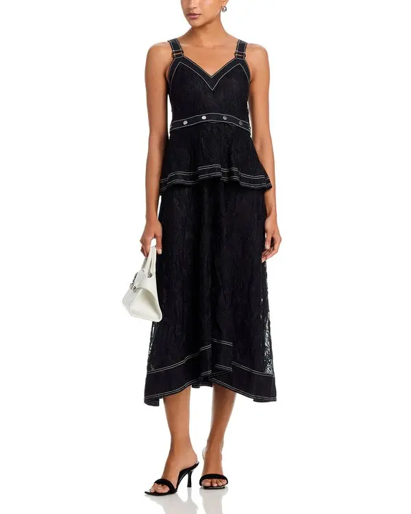 3.1 Phillip Lim Floral Dimensional Lace Midi Dress
