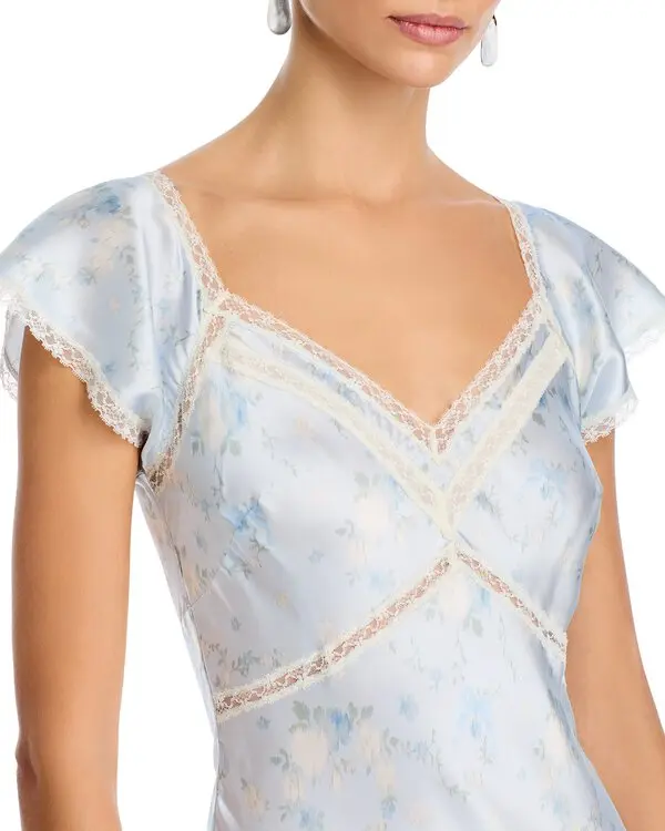 LoveShackFancy Eline Silk Dress - Snowdrop Blue