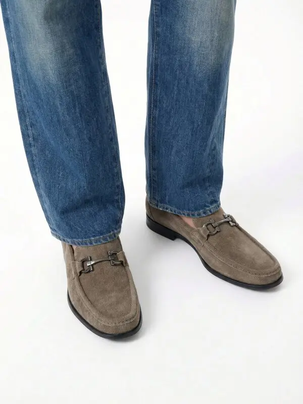 FERRAGAMO Gancini Suede Loafers