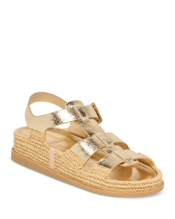 Dolce Vita Shenna Espadrille Sandals - Gold Distressed