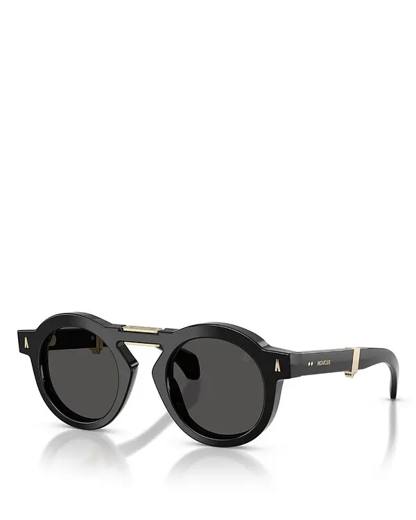 Moncler Glisse Round Sunglasses - Shiny Black