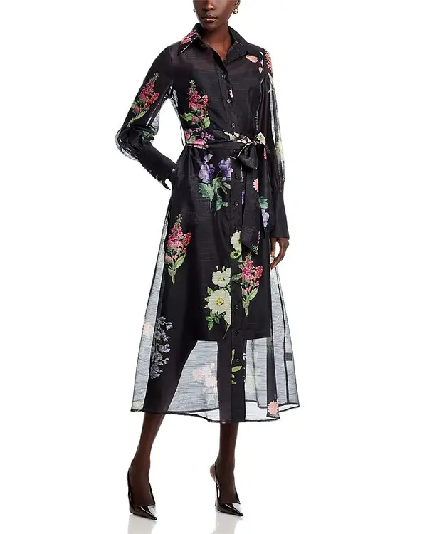 NANCY YANG Floral Button Front Dress