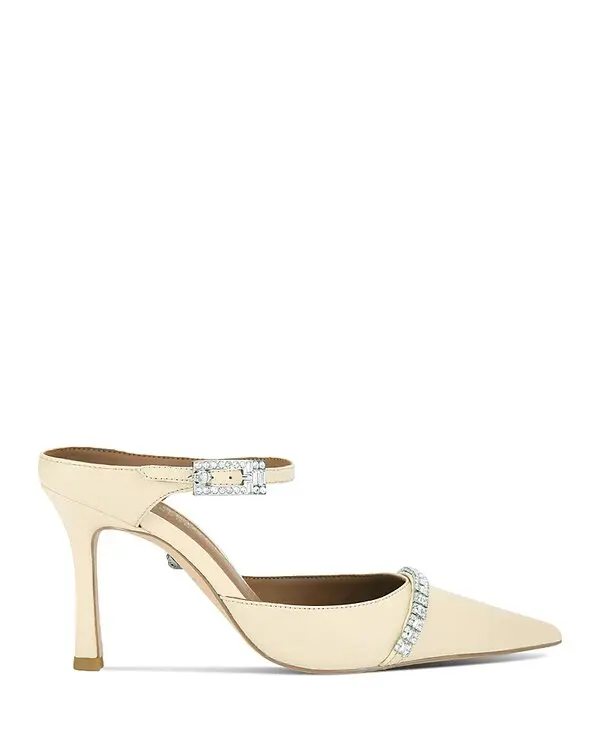 Kurt Geiger Strass Pointed Toe Mules - Natural