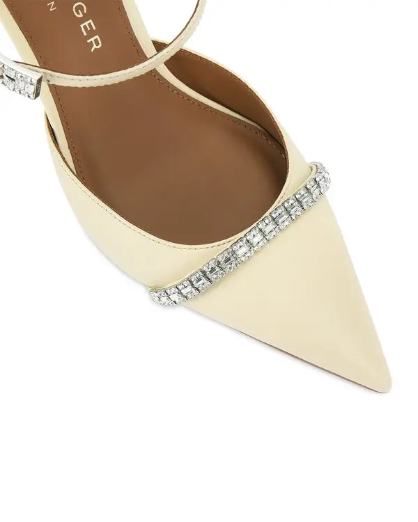 Kurt Geiger Strass Pointed Toe Mules - Natural
