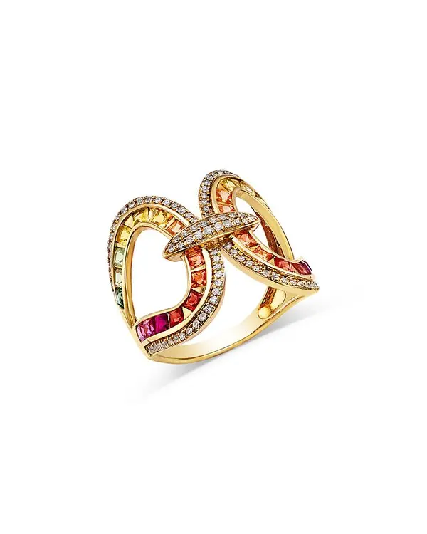 Bloomingdale'S Rainbow Sapphire & Diamond Open Ring - Gold