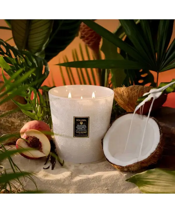 Voluspa Tahitian Coconut Vanilla 3 Wick Hearth Candle