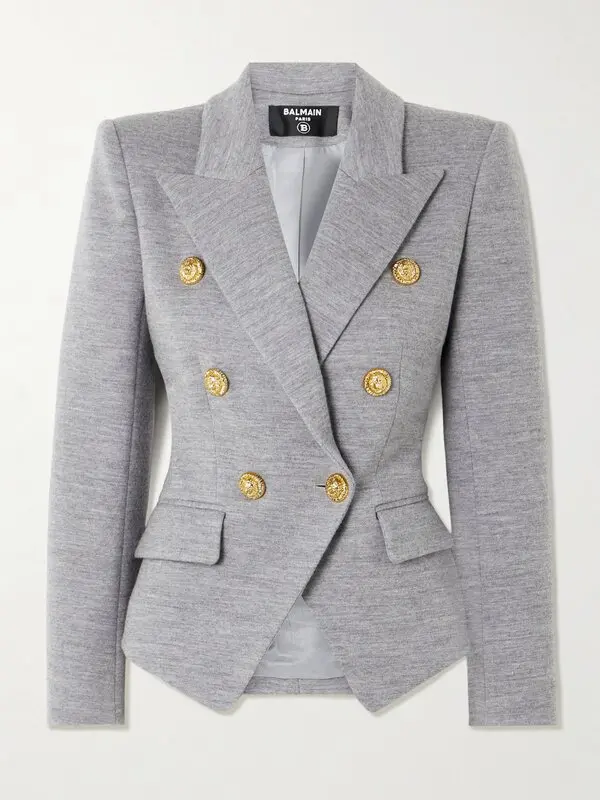 Balmain Wool-blend Jersey Double-breasted Blazer