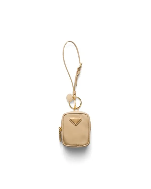 Prada Re-edition 1978 Re-nylon Mini-pouch With Keychain - Camel