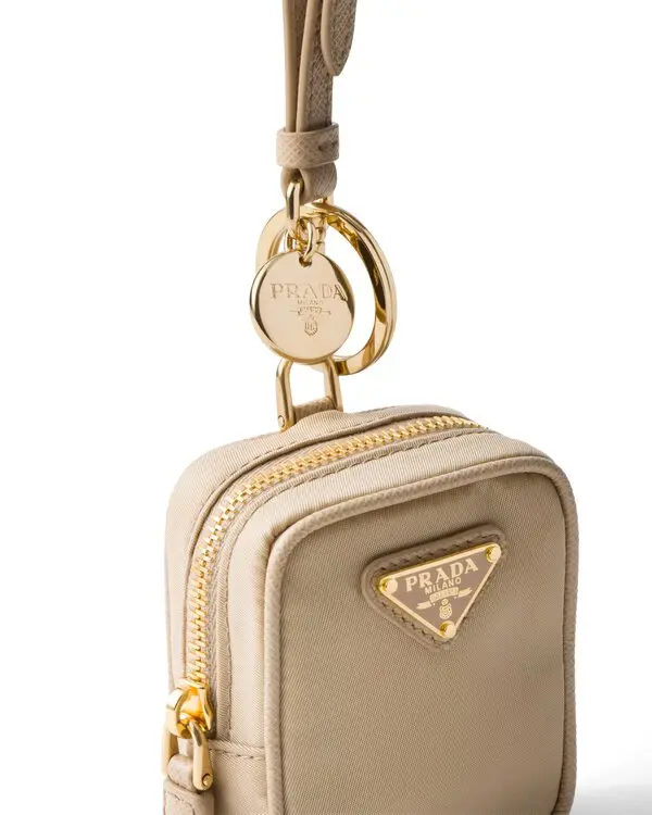 Prada Re-edition 1978 Re-nylon Mini-pouch With Keychain - Camel