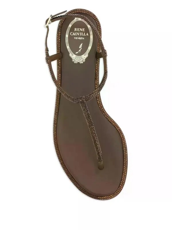 Rene Caovilla Diana Embellished Sandals - Brown