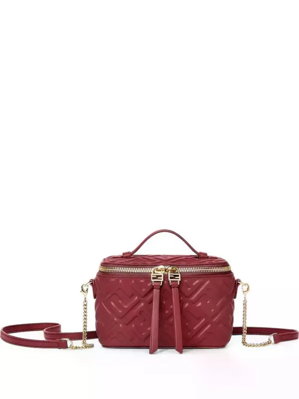 Fendi Embossed Leather Vanity Handbag - Red