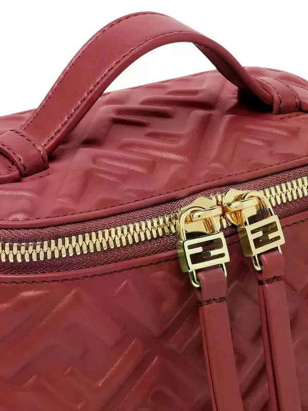 Fendi Embossed Leather Vanity Handbag - Red