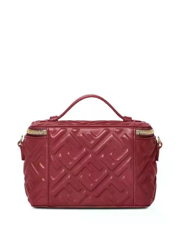 Fendi Embossed Leather Vanity Handbag - Red