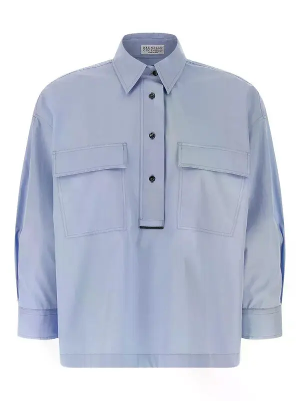 Brunello Cucinelli Jewel-detail Pocket Shirt - Blue