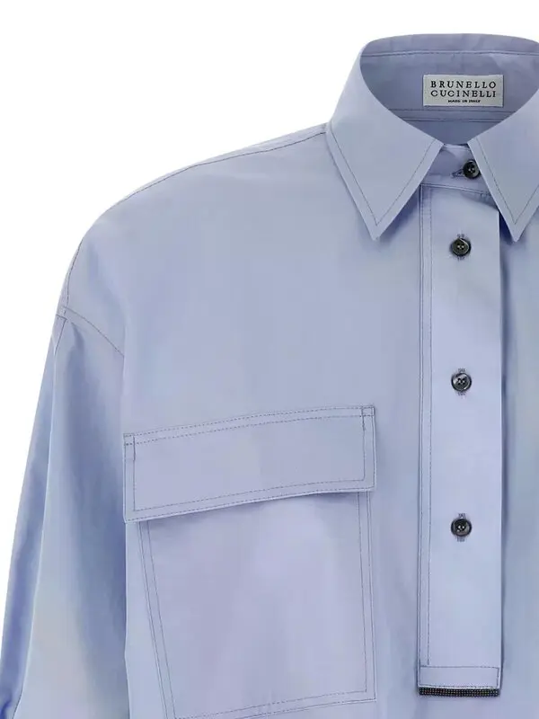 Brunello Cucinelli Jewel-detail Pocket Shirt - Blue