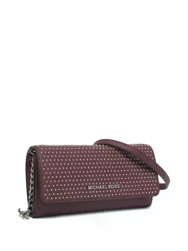 Michael Kors Leather Studded Flap Wallet - Purple