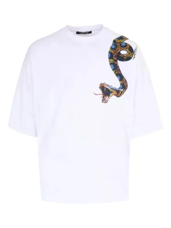 Roberto Cavalli Snake-print T-shirt - White