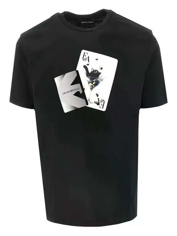 Emporio Armani Asv Card-print T-shirt - Black