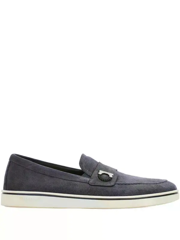 FERRAGAMO Gancini-detail Suede Boat Shoes