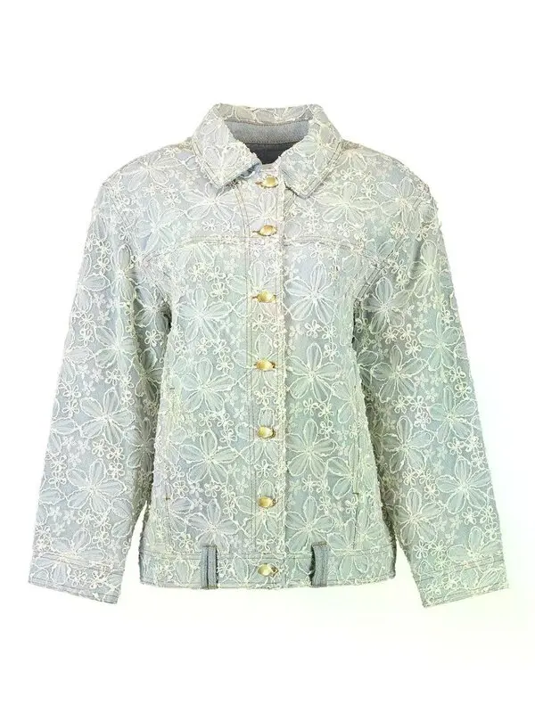 Aje Floral-embroidered Denim Jacket