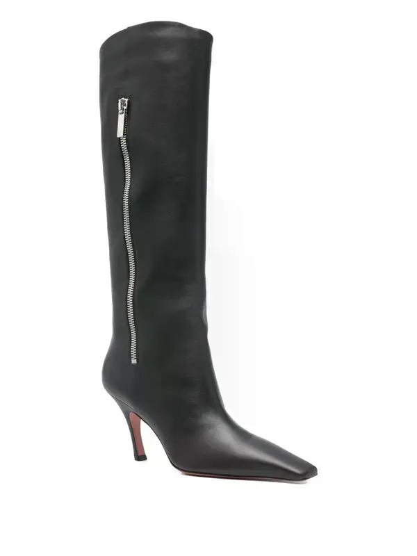 Amina Muaddi Mona Side-zip Square-toe Boots - Black