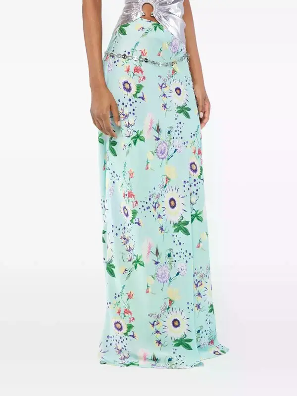 Rabanne Floral Print Chain Skirt