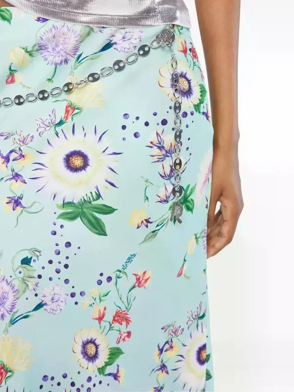 Rabanne Floral Print Chain Skirt