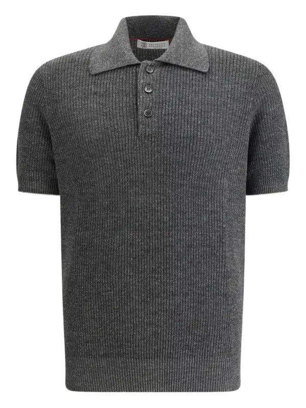 Brunello Cucinelli Ribbed Button-fastening Polo Shirt - Grey