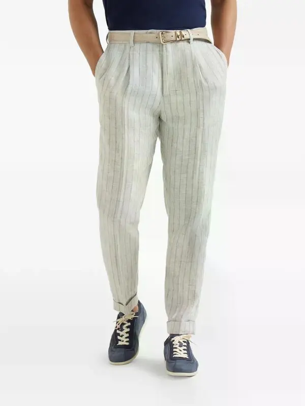 Brunello Cucinelli Striped Pleated Trousers - Grey