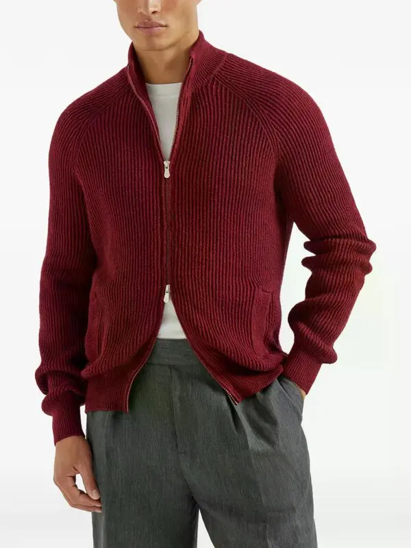 Brunello Cucinelli Raglan-sleeves Zip Cardigan - Red