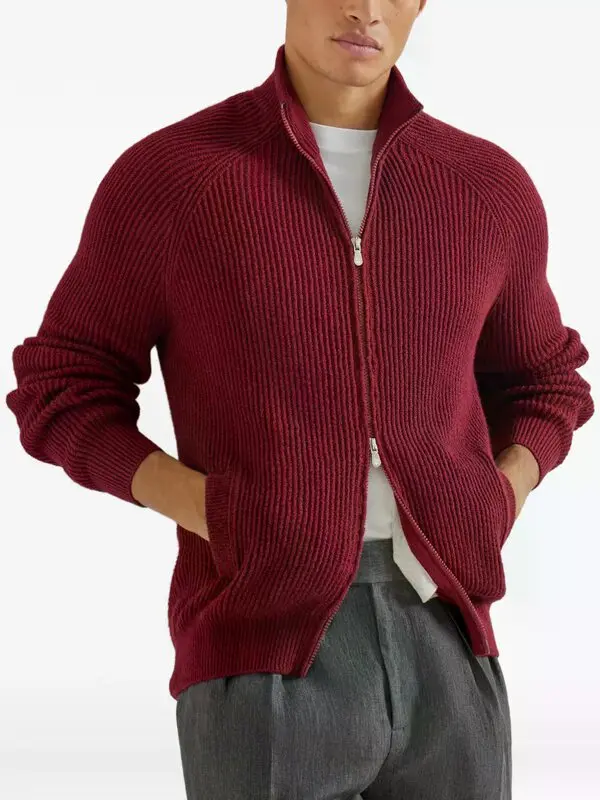 Brunello Cucinelli Raglan-sleeves Zip Cardigan - Red