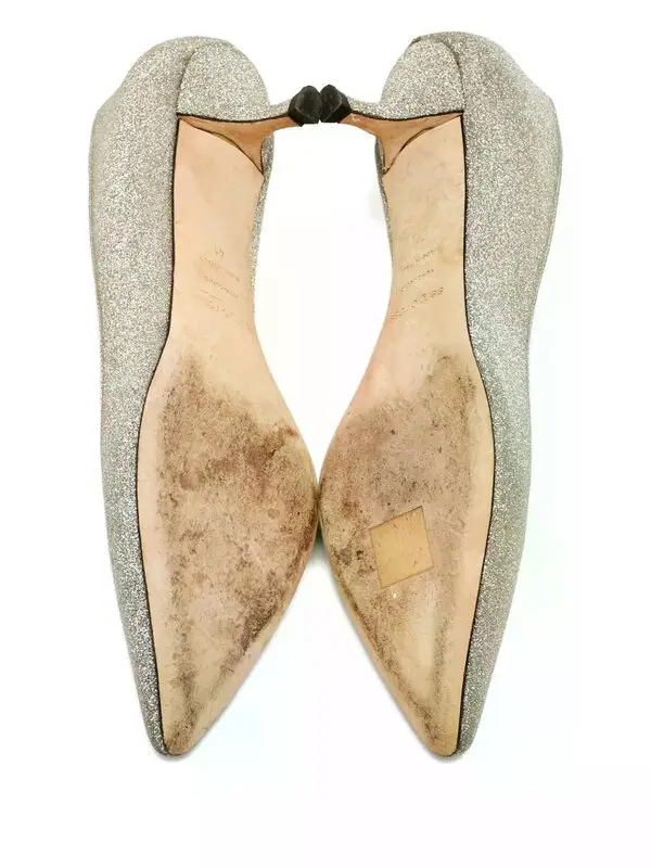 SERGIO ROSSI Glitter Pointed-toe Kitten Heel Pumps