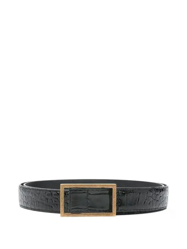 Emporio Armani Crocodile-effect Leather Belt - Black
