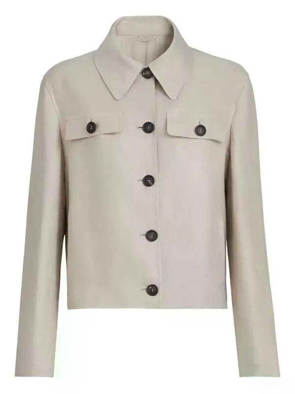 Brunello Cucinelli Long-sleeve Linen Jacket With Pockets - Neutrals