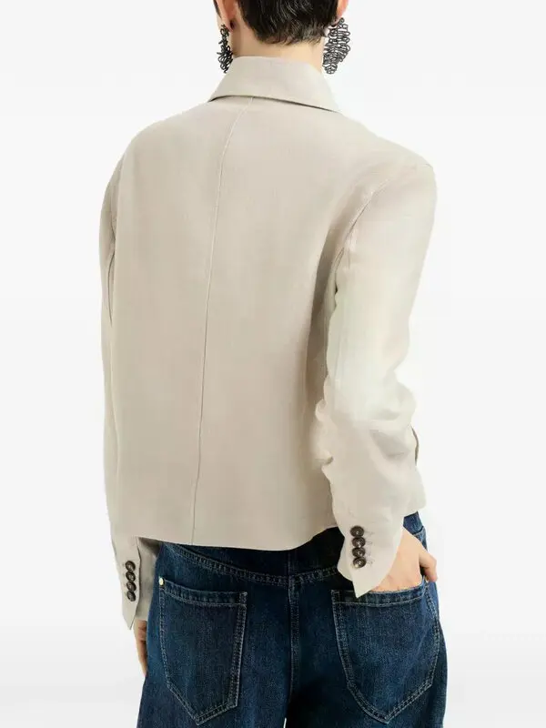 Brunello Cucinelli Long-sleeve Linen Jacket With Pockets - Neutrals