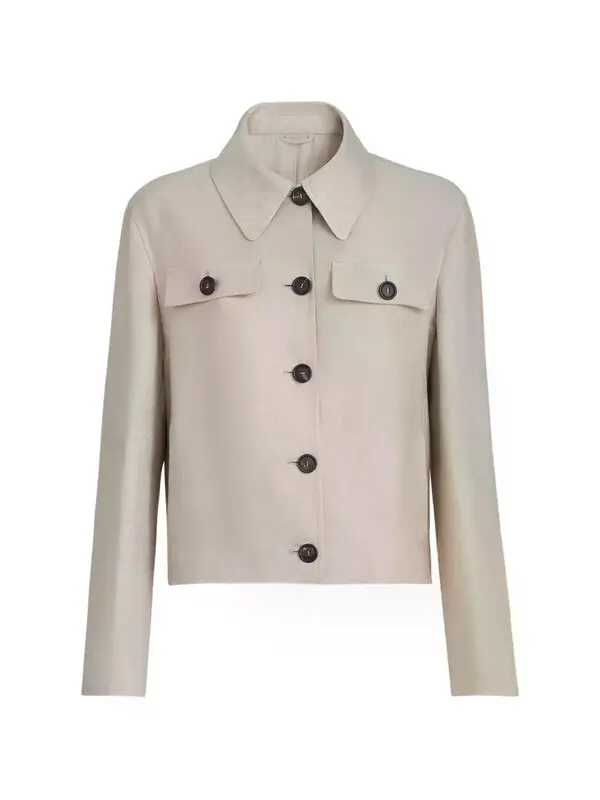 Brunello Cucinelli Long-sleeve Linen Jacket With Pockets - Neutrals
