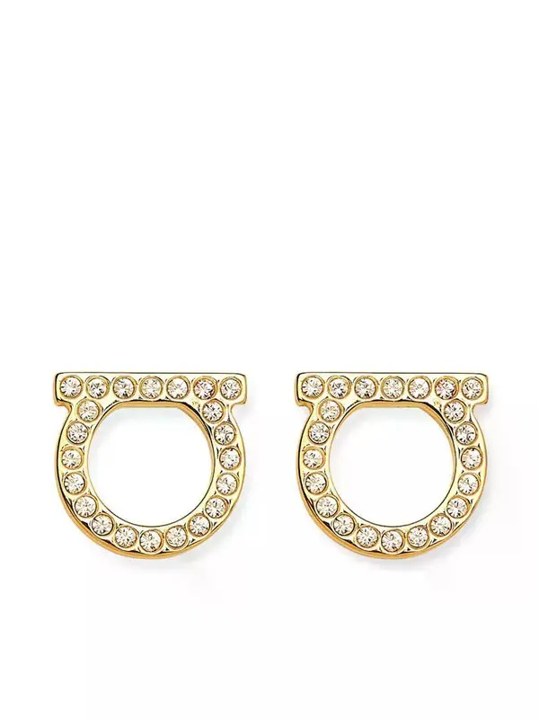 FERRAGAMO Gancini Crystal-embellished Earrings - Gold