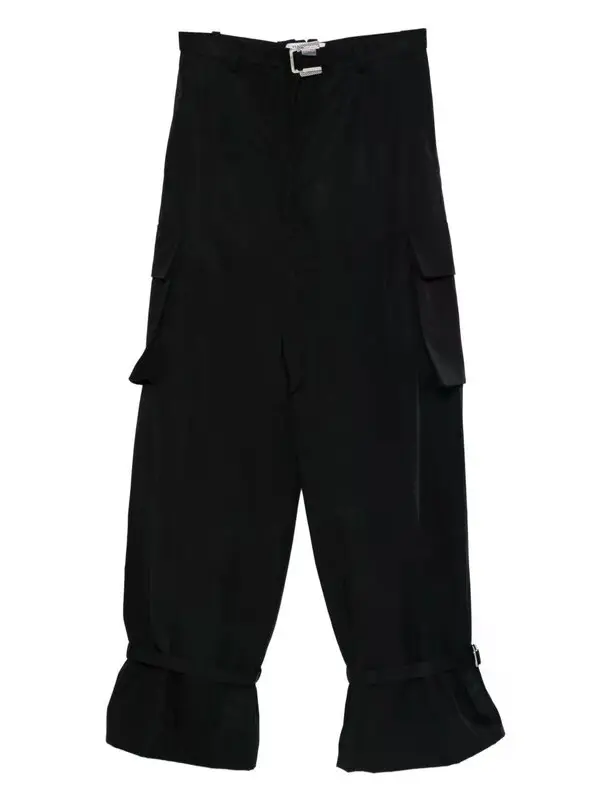 Attico Cargo Trousers With Buckle Detail - Black
