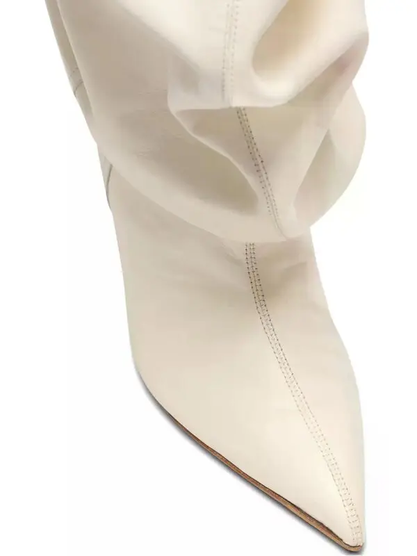 Balmain 75mm Slouchy Wedge Ankle Boots - White