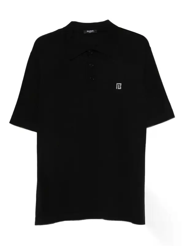 Balmain Logo-detail Polo Shirt - Black