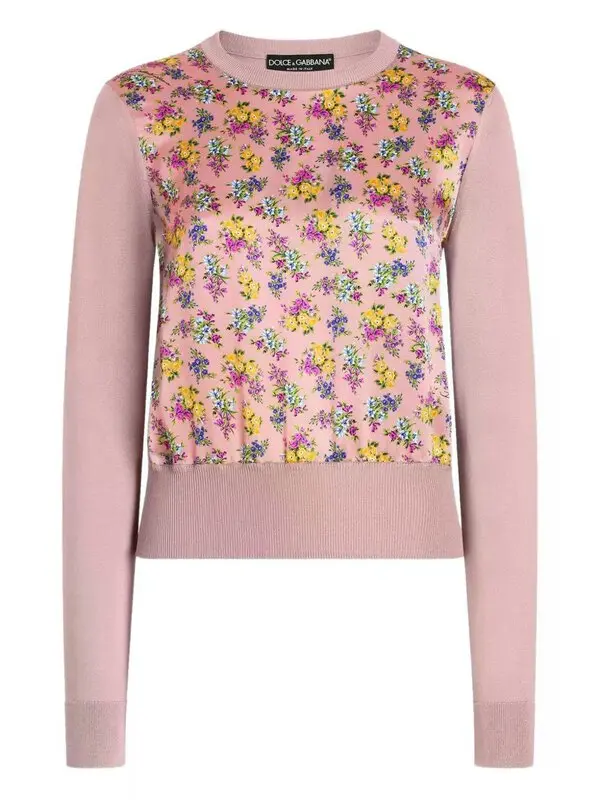 Dolce & Gabbana Floral-print Sweater - Pink