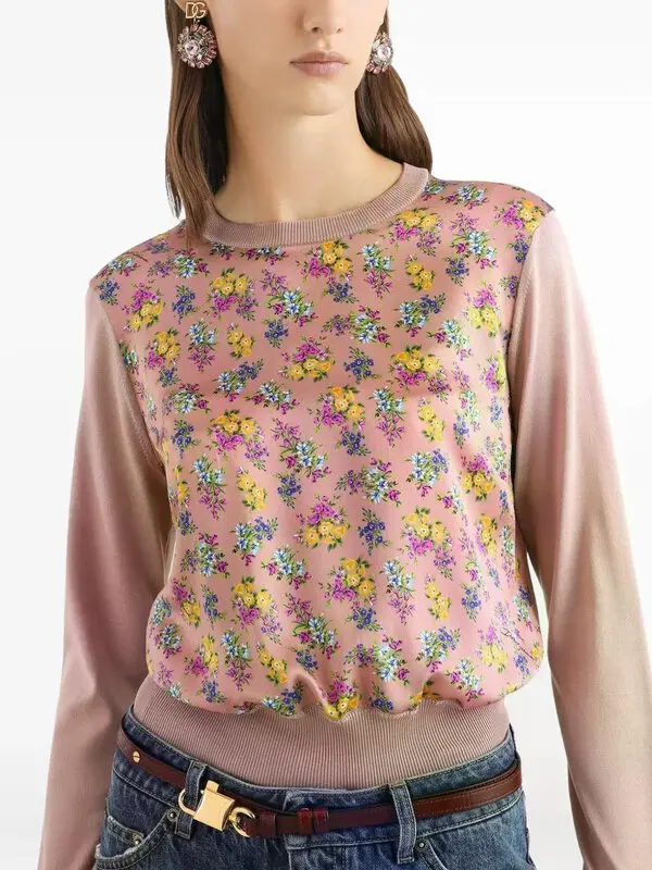 Dolce & Gabbana Floral-print Sweater - Pink