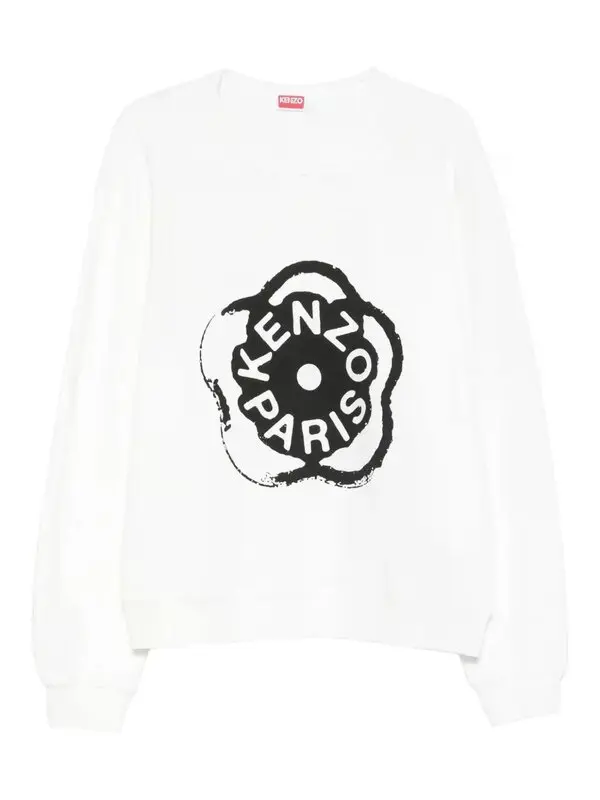 Kenzo Floral-logo Print Sweatshirt - White