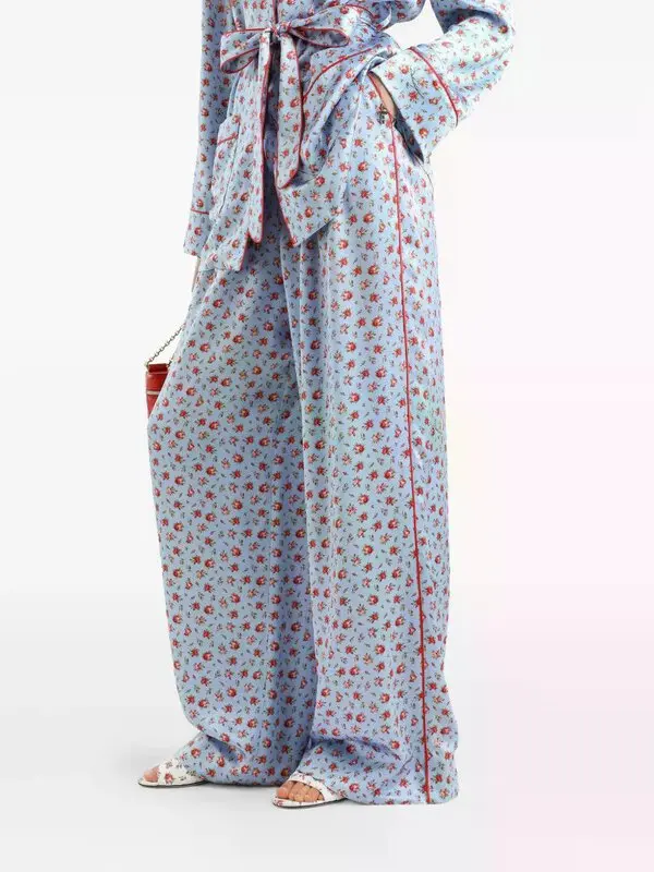 Dolce & Gabbana Floral-print Silk Trousers