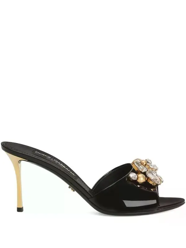 Dolce & Gabbana Keira Patent Leather Embellished Mules