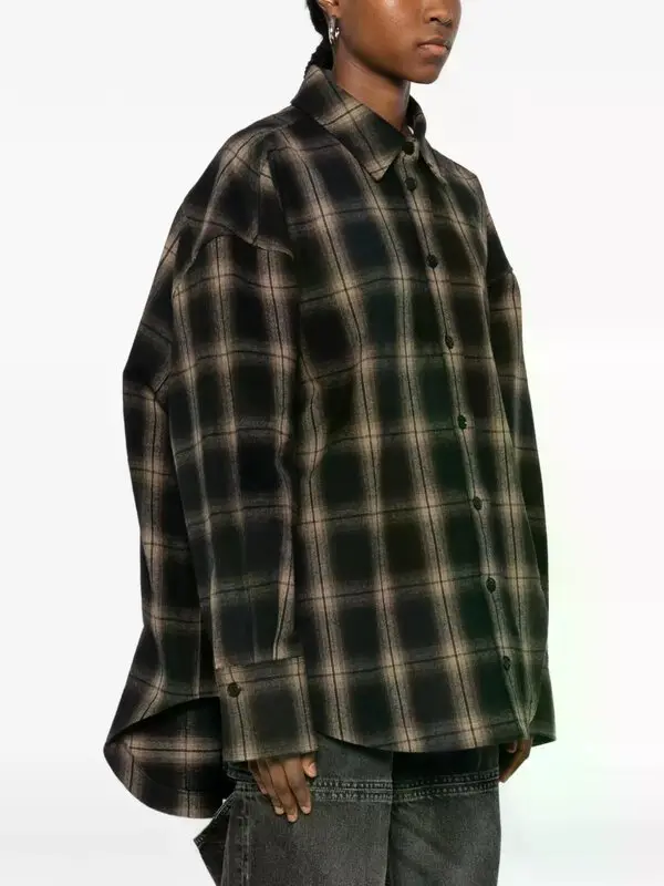 Attico Diana Checked Long-sleeve Shirt - Black