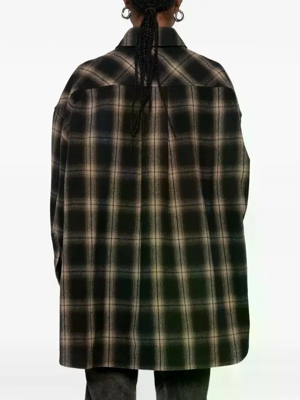 Attico Diana Checked Long-sleeve Shirt - Black