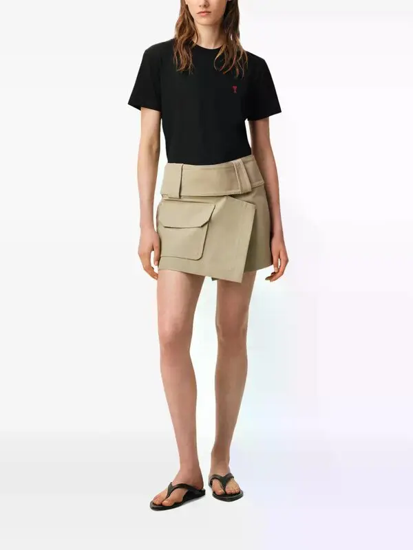 AMI Paris De Coeur Embroidered Organic Cotton T-shirt - Black